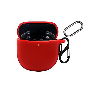 Silicone Case for Bose QuietComfort Earbuds II (2022 in-Ear Detection Bluetooth Headphones,Premium Soft Skin Cover Shock-Absorbing,Anti-Scratch Protective Case with Keychain Red