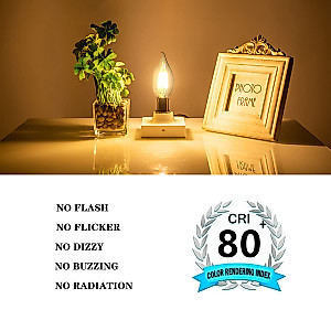 SHUWDKAR Low Voltage 12V 24V Candelabra E12 Base LED Light Bulb Flame Tip 40Watt Equivalent Warm White 2700k for 12volt Landscape Lighting RV Camper Marine Boat Solar Battery use 4 Pack