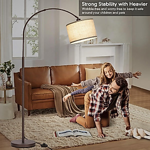 Floor Lamp for Living Room, Arc Floor Lamp with Adjustable Head, Modern Arched Floor Lamp with On/Off Pedal Switch, Over Couch Tall Standing Hanging Light for Reading, Bedroom, Office (Brown)