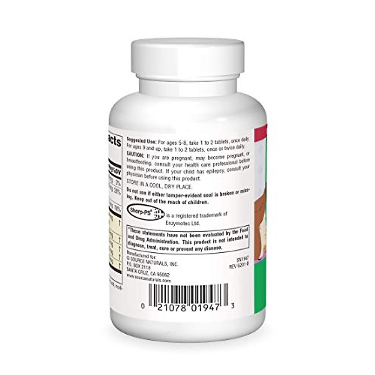 Source Naturals Attentive Child - Healthy Cognitive Nutrients for Active Children - Improved Focus & Attention with DMAE, Magnesium, Zinc & Grape Seed Extract - 120 Tablets