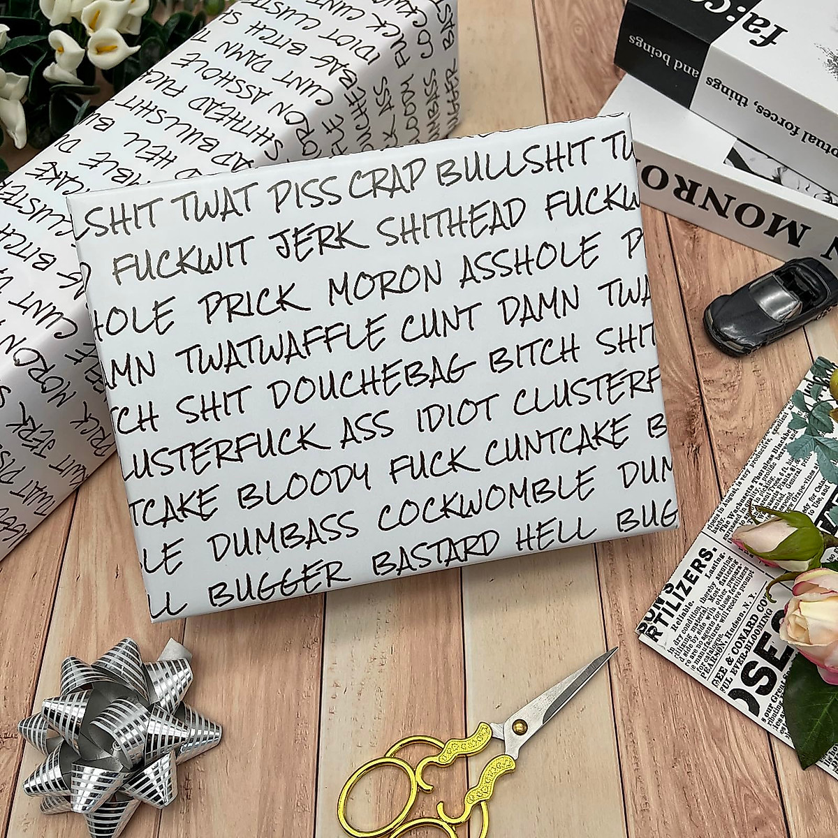 Dtiafu Rude Wrapping Paper for Women Men Adult - 6 Sheets Funny Gift Wrap for Holiday Birthday Wedding - 20 x 28 Inch Per Sheet Not Rolled