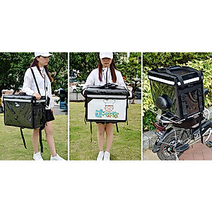 MAXBA Waterproof take-out boxes, delivery boxes, home dinner boxes, insulated food delivery backpacks, pockets and receipt windows, reusable refrigerated bags for food and beverage delivery