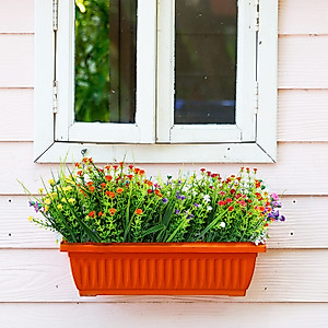 WILLBOND 10 Pieces Faux Flowers Outdoor Flowers Shrubs Plants Faux Plastic Greenery Indoor Outdoor Hanging Plant for Garden Front Porch Window Home Wedding Farmhouse Decor