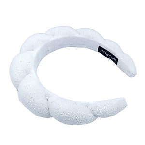 ALNILK Makeup Headband Spa Headbands for Women,Sponge & Terry Towel Cloth Fabric Head Band for Skincare, Face Washing, Makeup Removal, Shower, Facial Mask,Shower, Hair Accessories (White)