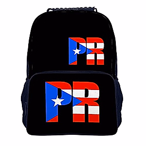 Puerto Rican Flag 16 Inch Backpack Laptop Shoulder Bag Casual Daypack For Book Shopping traveling camping