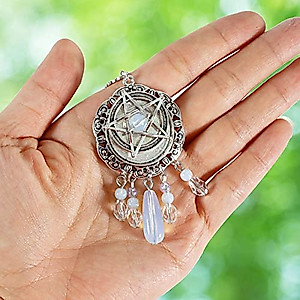 Soulnioi Crystal Witch Mini Broom Straw Broom With Crystal Pendant Decoration and Opal White Magic Necklace
