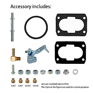 NENKUTEN Marine Carburetor 2 Barrel Carb for Mercruiser 3.0L 2.5L 4 CYL Engines with Electric Choke Jets Long Linkage and Gaskets nut, Replace 3310-864940A01, Base Bolt Pattern is 3 3/4 X 2 inches