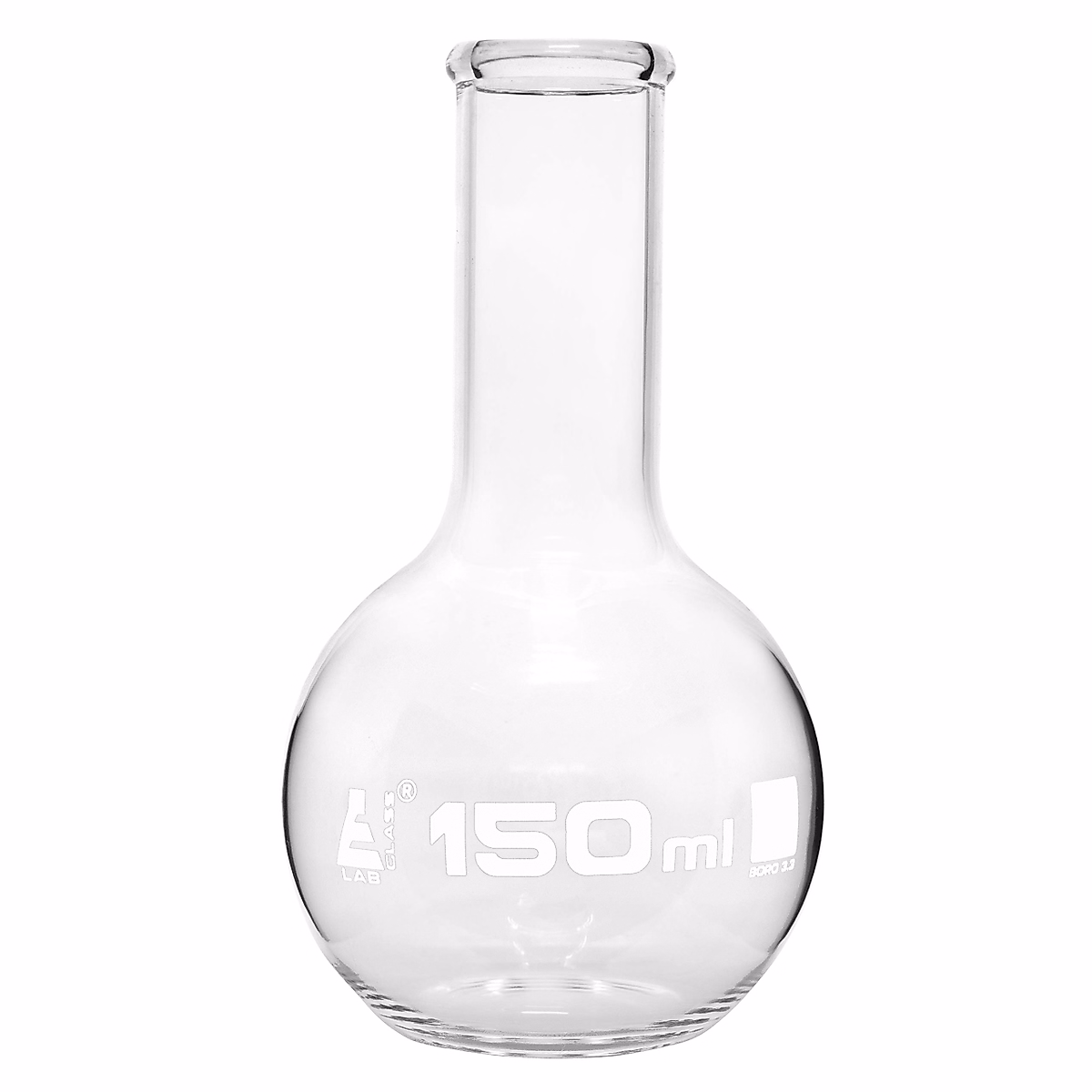EISCO Boiling Flask, 150ml - Borosilicate Glass - Flat Bottom, Narrow Neck