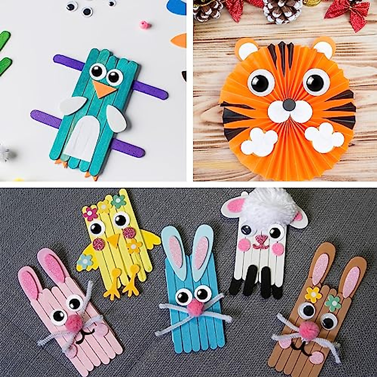 1000 Pcs Craft Eyes Self Adhesive Craft Stickers Wiggle Googly Eyes Comes in Black and White and VariousSizes Googly Eyes for Crafts DIY Crafts Decoration (6/8/10/12mm)