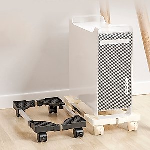 Deston Computer Tower Stand CPU Rolling Cart, Adjustable Mobile PC Cart Holder, Desktop ATX-Case Rolling Dolly on Casters, Computer Host Stand with Brake Wheels Under Home Office Desk (White)
