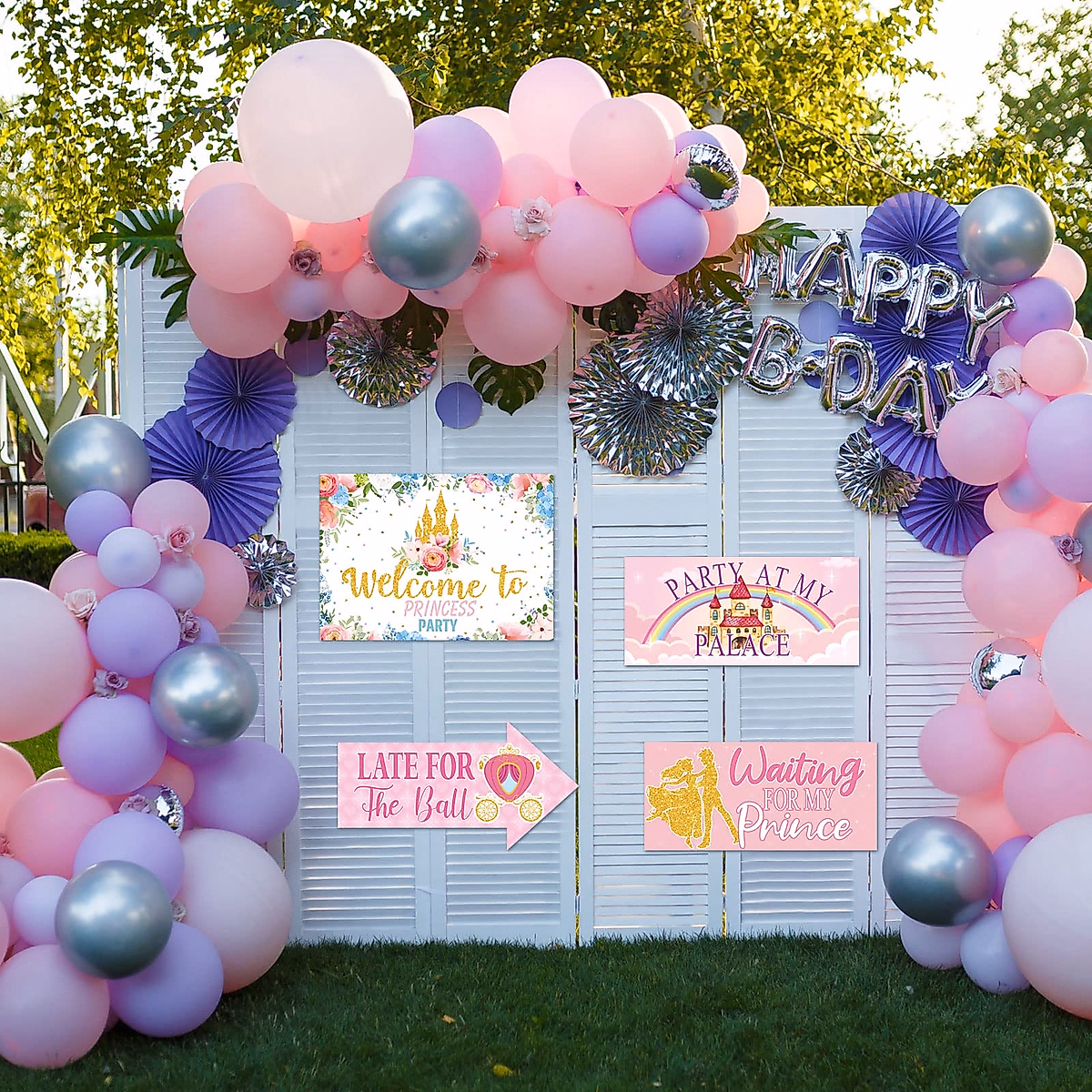 20 Pieces Princess Birthday Party Decorations Princess Welcome Sign Princess Directional Signs Castle Princess Decorations Princess Sign for Girl Birthday Baby Shower Party Supplies, 10 Styles