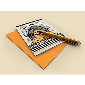 Note Card Cafe Halloween Cards with Tangerine Zest Envelopes | 24 Pack | Trick or Treat Jack-O-Lanterns Design | Blank Inside, Glossy Finish | Greeting, Pumpkin, Fall