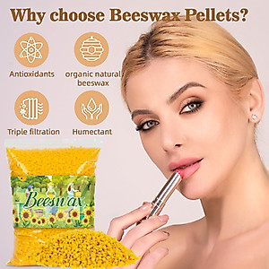 Yellow Natural Beeswax Pellets - CARGEN 430g Beeswax Pastilles Pure Bulk Bees Wax Pellets Food Grade for DIY Beewax Making Candles Skin Care Lip Balm Soap Lotion