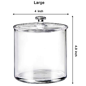 Premium Quality Acrylic Qtip Holder Apothecary Jars Bathroom Vanity Organizer Canister for Qtips,Cotton Swabs,Cotton Balls,Cosmetic Pads,Flossers,Nail Polish,Bath Salts,Clear,Plastic | 3-Pack
