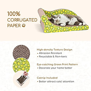 Nobleza Cat Scratch Pad, Reversible Double-Side Cardboard Scratcher Lounge with Catnip, Premium Recyclable Corrugated Scratching Couch Bed Sofa for Indoor Cats