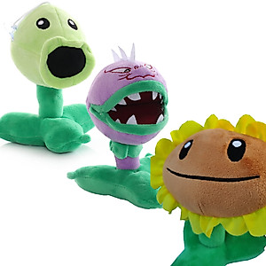 JHESAO 3 PCS PVZ Plush Zombies Plants Sets Toy Peashooter, 1 2 Stuffed Soft Chomper Doll, Sunflower PVZ Figure Doll New