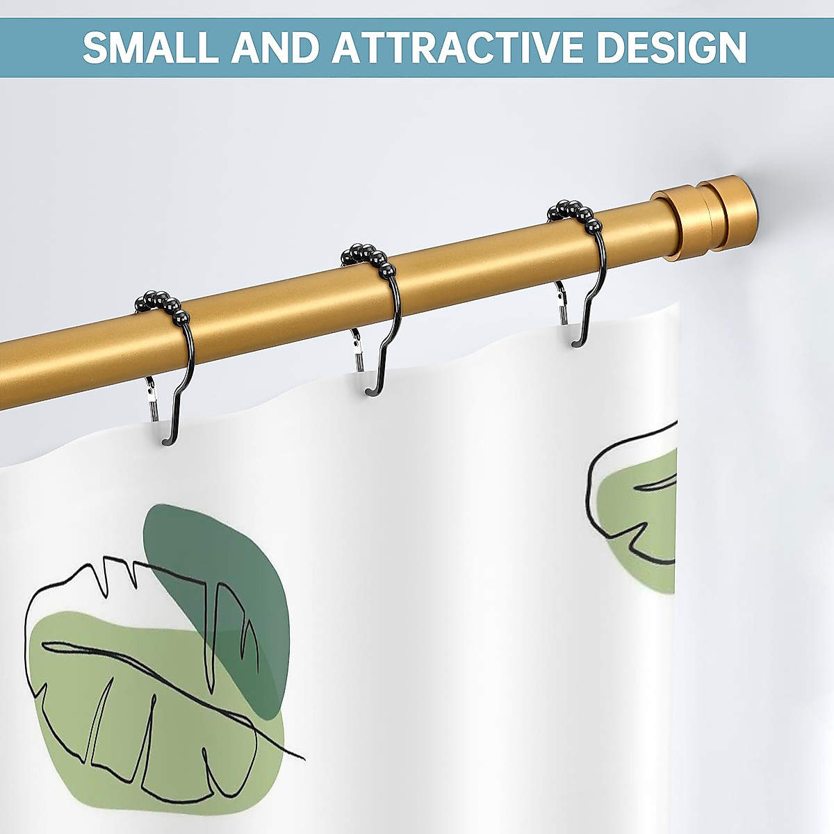 Tension Shower Curtain Rod Adjustable 47 to 56 inch - Spring Tension Shower Rod, Gold