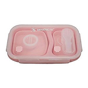 BariatricPal Portion Control Bento Lunch Box, Storage Container & Plate Collapsible and Leak-Proof! (Pink)