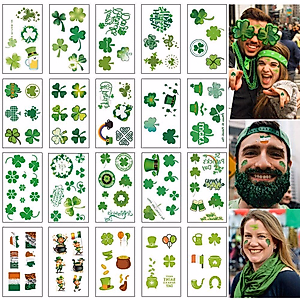 DARKLATER St. Patrick's Day Tattoos, Shamrock Tattoos, Saint Patricks Day Temporary Tattoos Stickers for Face, Clover Tattoo, Mother's Day Gift Temporary Tattoos for Mom Women
