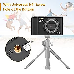 Andoer Portable Digital Camera 48MP 4K 2.8-inch IPS Screen 16X Zoom Self-Timer 128GB Extended Memory Face Detection Anti-Shaking with 2pcs Batteries 32GB Memory Card Hand Strap Carry Pouch