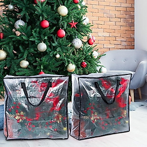 Wesnoy 8 Pcs Clear Moving Bag Blanket Comforter Clothes Bedding Storage bags 95L with Handle and Zipper Heavy Duty Totes, Extra Large Plastic Wreath Storage Bag Moving and Packing Supplies(Black)