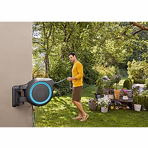 Gardena 18620 82 Foot Wall Mounted Retractable Hose Reel, ft, Standard