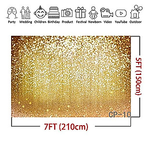 LYWYGG 7x5FT Vinyl Photography Backdrop Golden Particles Speckle Dreamy Fantasy Dreamlike Theme Metal Festive Holiday Party Decorative Photography Backdrop CP-10