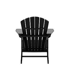 WO Home Furniture Set of 2pcs Outdoor Adirondack Chairs with Side Table, Poly Lumber Seat Traditional Retro Lounger for Beach, Balcony, Patio, Backyard, Lawn, Garden, Black