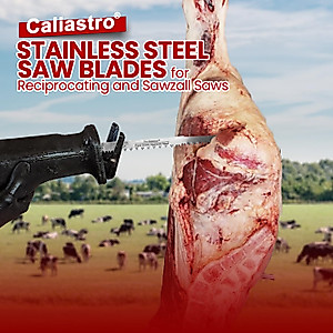 Caliastro 9-Inch Stainless Steel Frozen Meat Bone Cutting Saw Blades for Reciprocating and Sawzall Saws 5-Pack