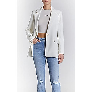 O A T NEW YORK Women's Plus Size Luxury Clothing Boyfriend Blazer with Front Button Closure, Versatile for Office Or Everday Wear, Off White, Large