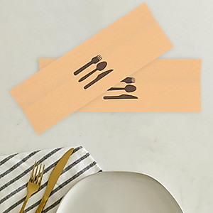 Cabilock 100pcs Kraft Paper Cutlery Holder Disposable Chopsticks Bags Paper Silverware Holder Utensil Holder Pockets Sleeve for Parties