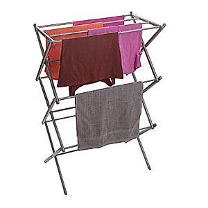 BINO 3-Tier Collapsible Drying Racks | Silver | Laundry Foldable Rack | Air Drying & Hanging | Foldable Portable Indoor & Outdoor | Space Saving Clothes Dryer Stand