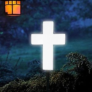 LOVIVER Solar Lighted Cross by Eternal Light Memorial Light Garden Cemetery Church