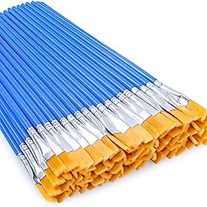 50 Pcs Flat Paint Brushes for Touch Up, Anezus Small Paint Brushes for Classroom Crafts Paint Brushes for Acrylic Painting Watercolor Canvas Face Painting
