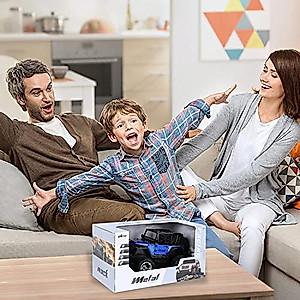 onthego RC Truck Jeep, 4WD Off-Road Remote Control Car SUV with Light, Metal Racing Vehicle Toy Car with Spring Suspension/Door Open/Storage Case for Kids Boys(Blue)