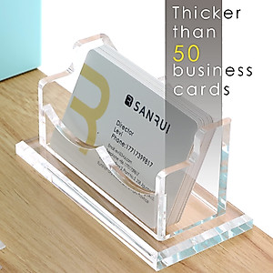 SANRUI Clear Horizontal Business Card Holder Stand for Desk, Acrylic Desktop Display Name Cards Holders Organizer Storage Rack,for Exhibition, Home , Office ,1 Tier 1 Pocket , 60 Card Capacity