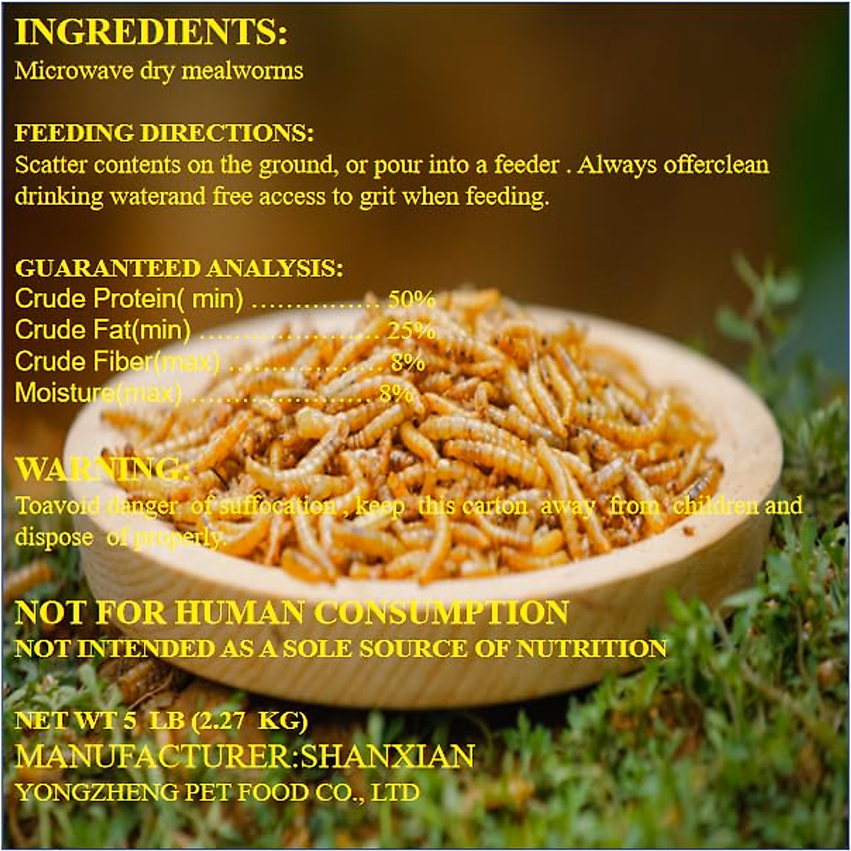 Classic Flock 10.5lb Mealworms - High Protein, Pure Natural, Delicious - Ideal for Chickens, Birds, Ducks, Lizards, Turtles, Fish, and Reptiles, 10lbs Meal Worms