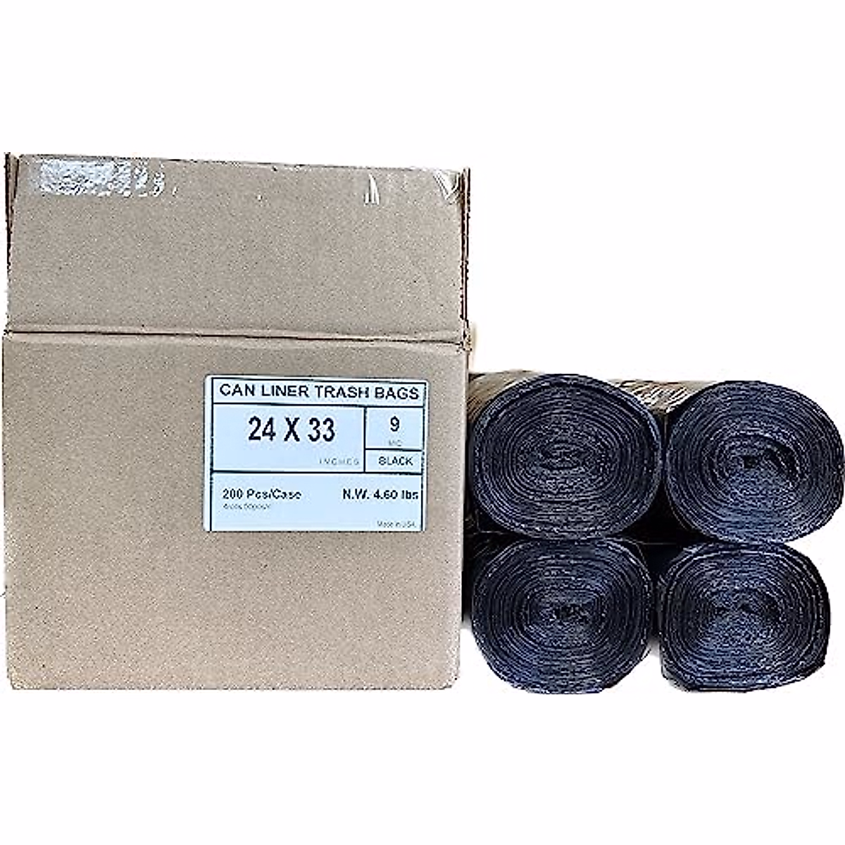 TWPACK 13-16 Gallon Capacity Trash Bag Can Liner (200 Bags Per Case MEGA VALUE), 100% Made in the USA (Black)