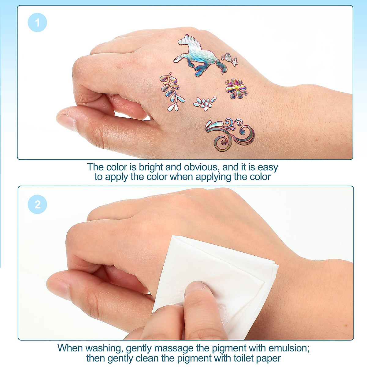 Kathfly 12 Packs Temporary Pens Washable Markers for Skin Shimmery Gel Pens for Girls Kids Party Stuffers, 6 Colors