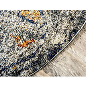 Unique Loom Vita Collection Modern Over-Dyed Center Medallion Vintage Area Rug, 4 ft x 4 ft, Gray/Ivory