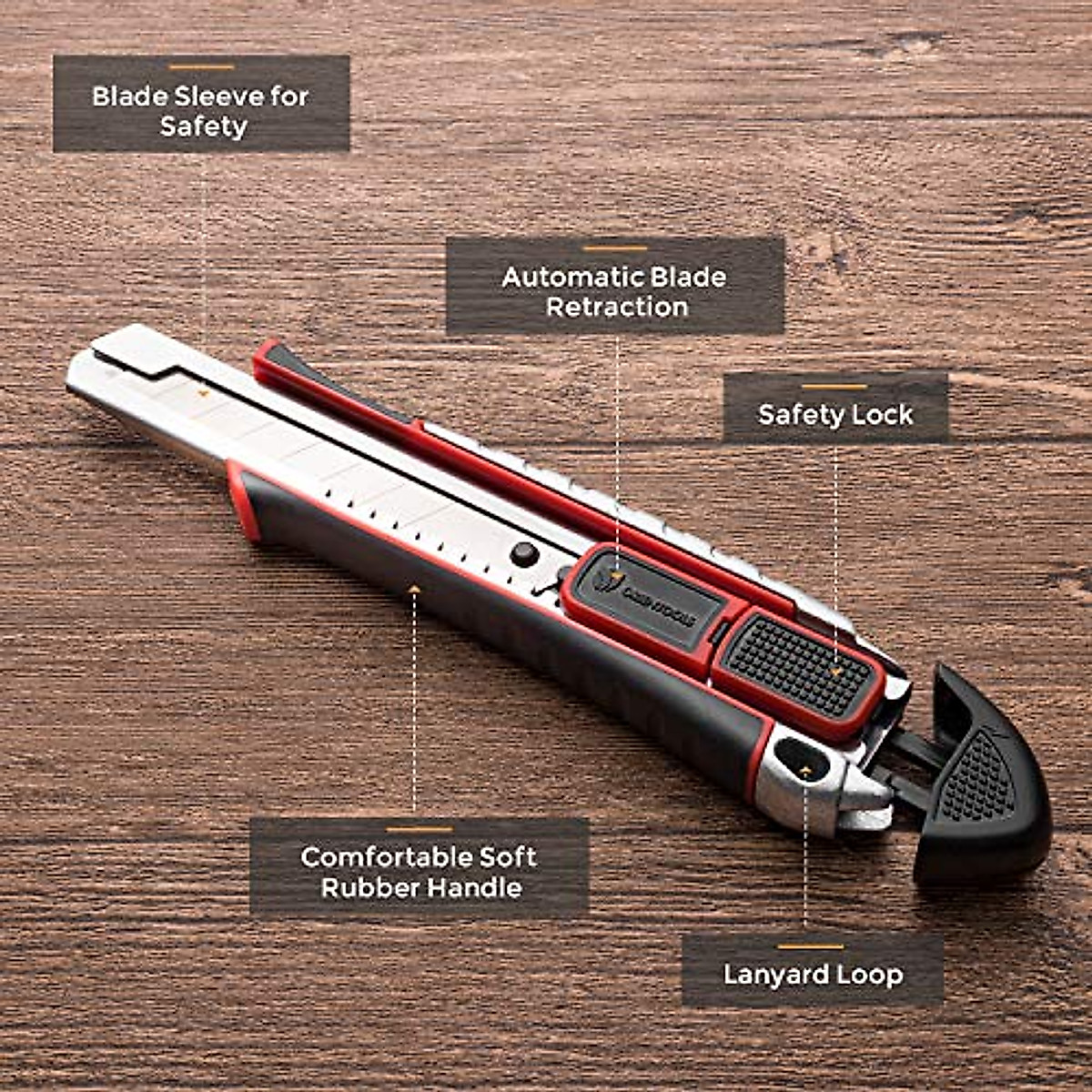ORIENTOOLS Utility Knife Box Cutters Retractable 2-Pack Set, Snap Knife, Rust-proof Zinc Alloy Body for Heavy Duty Office, Home, Hobby for Cutting Boxes, Carpet, Rope