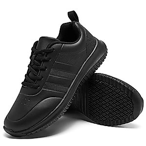 ENLEN&BENNA Food Service Shoes Slip Resistant Shoes for Women Nursing Shoes Comfortable Lightweight Non Slip Work Shoes for Women Black Size 8.5