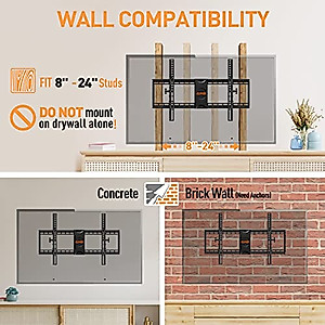 ELIVED TV Wall Mount for Most 37-75 Inch TVs, Holds up to 120 lbs, Universal Low Profile Adjustable Tilt TV Mount Fits 8"-24" Studs, Max VESA 600x400mm, Flat Wall Mount Bracket.