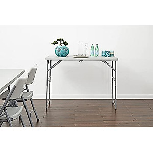 Office Star Resin Multipurpose Rectangle Table, 4-Feet Long, Height Adjustable, Center Folding Table, Light Gray