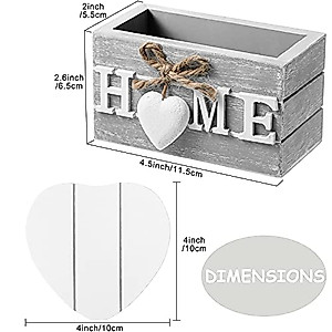 Coasters for Drinks, Wooden Heart Coasters Set of 6 Farmhouse Coasters with Holder Funny Coasters for Coffee Table Protection Housewarming Gifts for New Home Decoration, 4 Inch (Home, Grey)