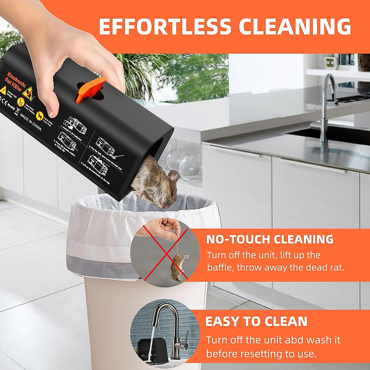 CritterTec Electric Mouse Trap, Electric Rodent Trap Killer for Home with Powerful Voltage Instantly Kills Rats and Mice in Living Room, Kitchen, Garage and More