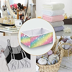 Galaxy Unicorn Pastel Rainbow Storage Bins Cubes Storage Baskets Fabric Foldable Collapsible Decorative Storage Bag with Handles for Shelf Closet Bedroom Home Gift 11" x 11" x 11"