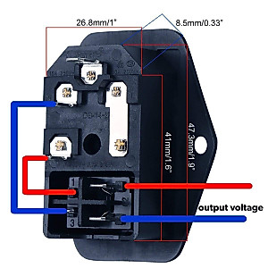 URBEST Inlet Module Plug 5A Fuse Switch Male Power Socket w Switch Plug 10A 250V 3 Pin IEC320 C14 Connected Terminal Crimps and Wires