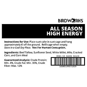 Heath Outdoor Products DDB1-18 All Season High Energy Suet Cake, Case of 18.