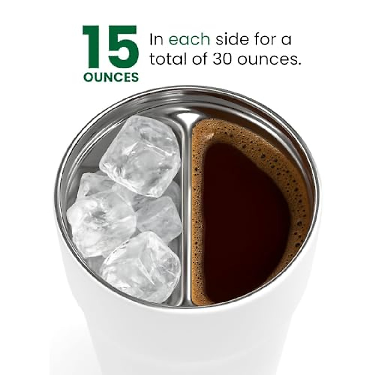 2-in-1 Hot & Cold Vacuum Insulated Tumblers, 30oz Stainless Steel Dual Chamber, Leak-Proof, BPA-Free, Fits Cup Holder, Travel Coffee Mug, Split Cup, 2 Drink, 2 Sides, Coffee & Water (Elle Pink)